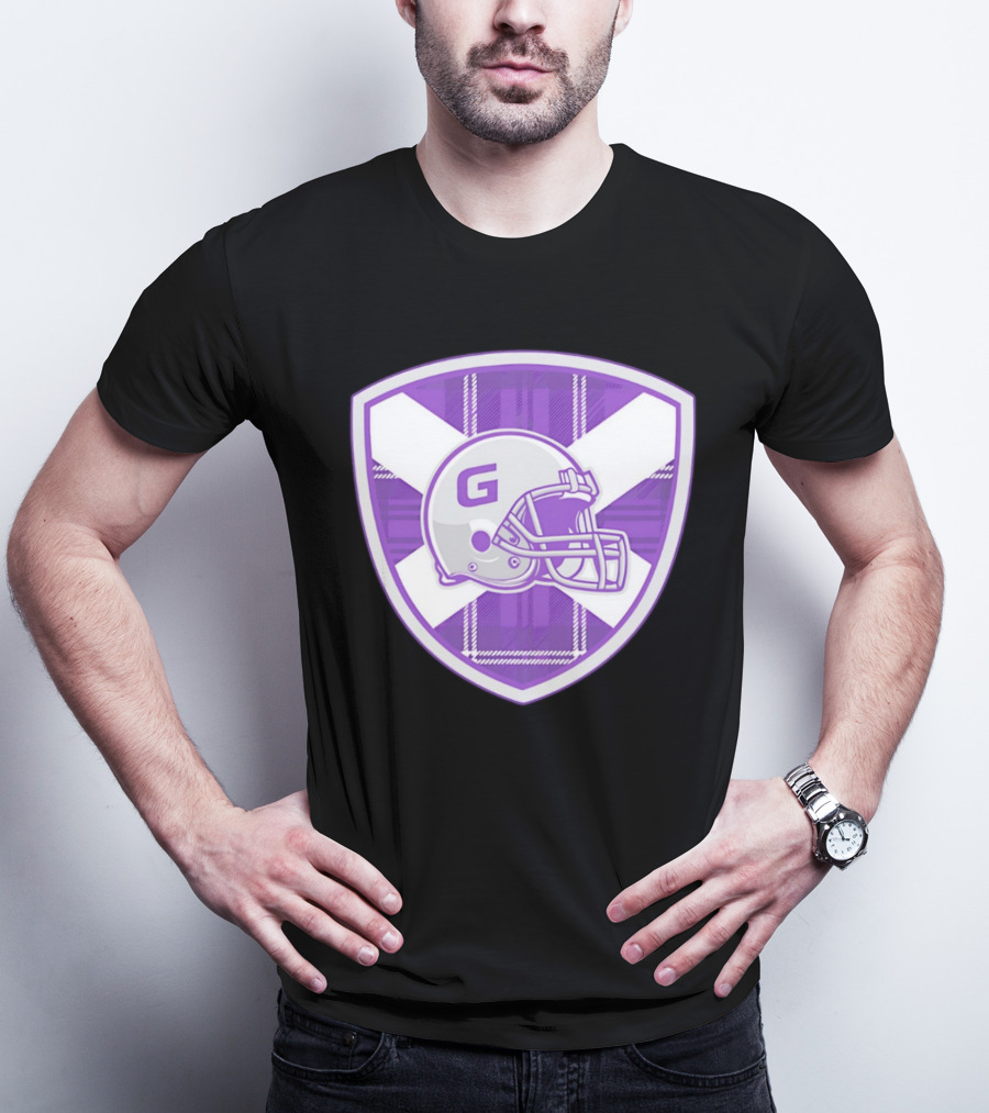 Glasgow Tartan Football Helmet Badge With St. Andrew's Cross T-Shirt