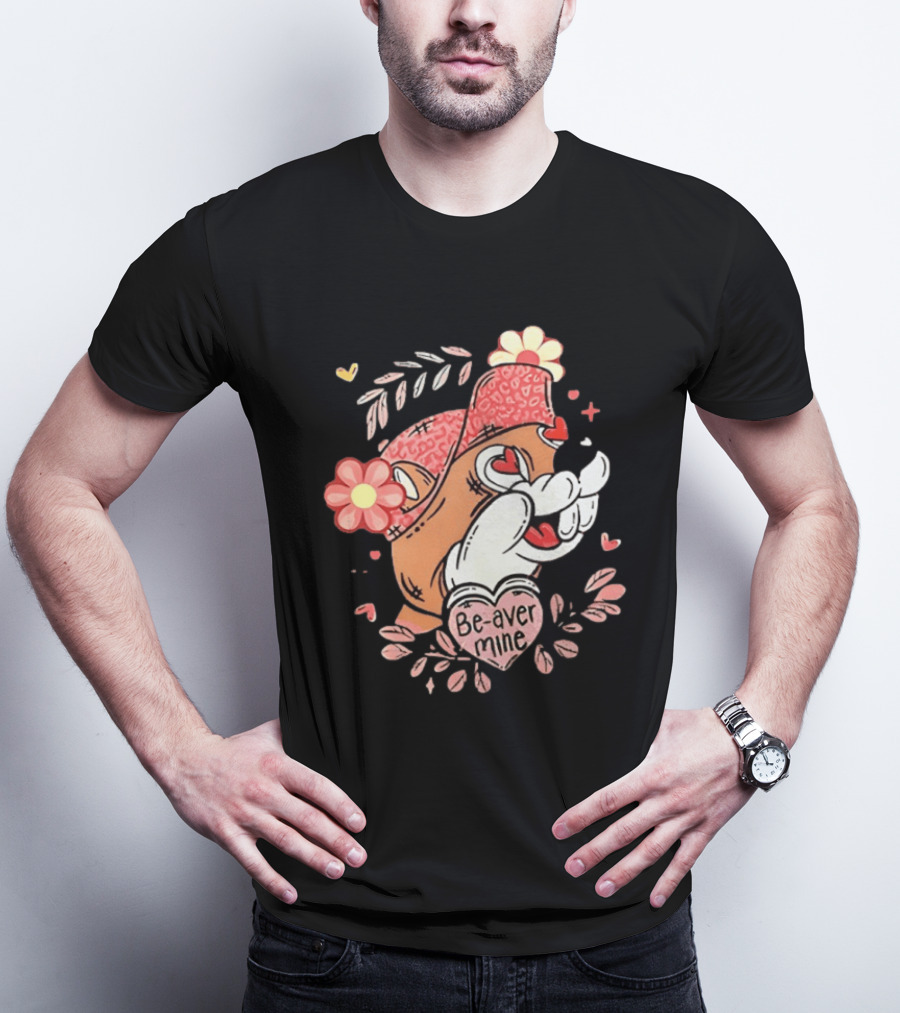 Buc Ee's Beaver Be Mine Valentine's Day Flowers Hearts T-Shirt