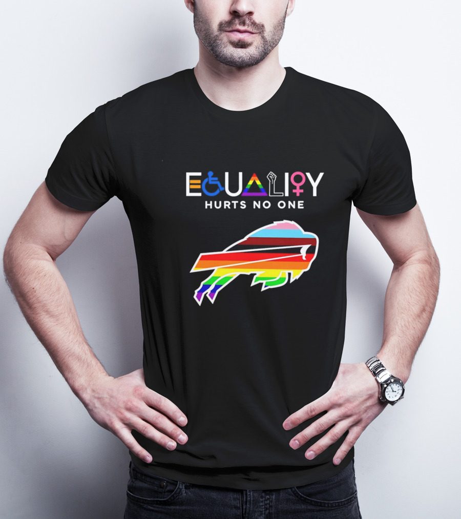 Buffalo Bills Equality Hurts No One Inclusivity Symbol With Rainbow Pride T-Shirt