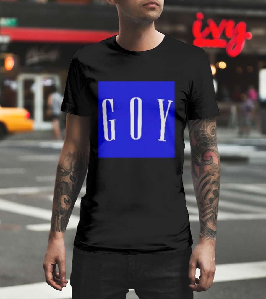 GOY Blue Bold Text Minimalist T-Shirt