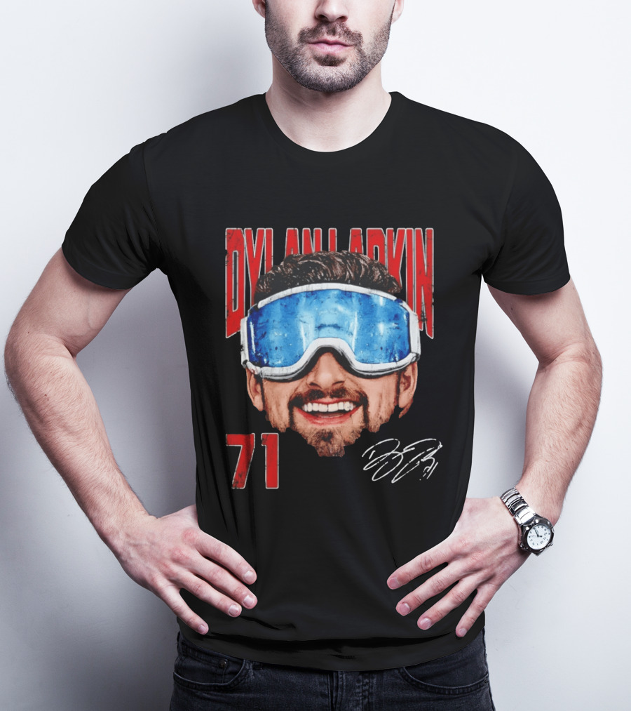 Dylan Larkin 71 Detroit Red Wings Goggles Big Head T-Shirt