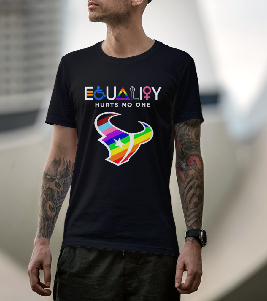 Houston Texans Equality Rainbow Logo Hurts No One T-Shirt