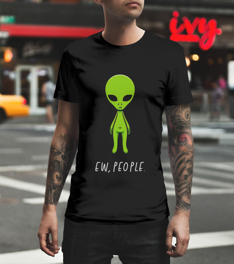 Ew People Green Alien Saucer Eyed T-Shirt