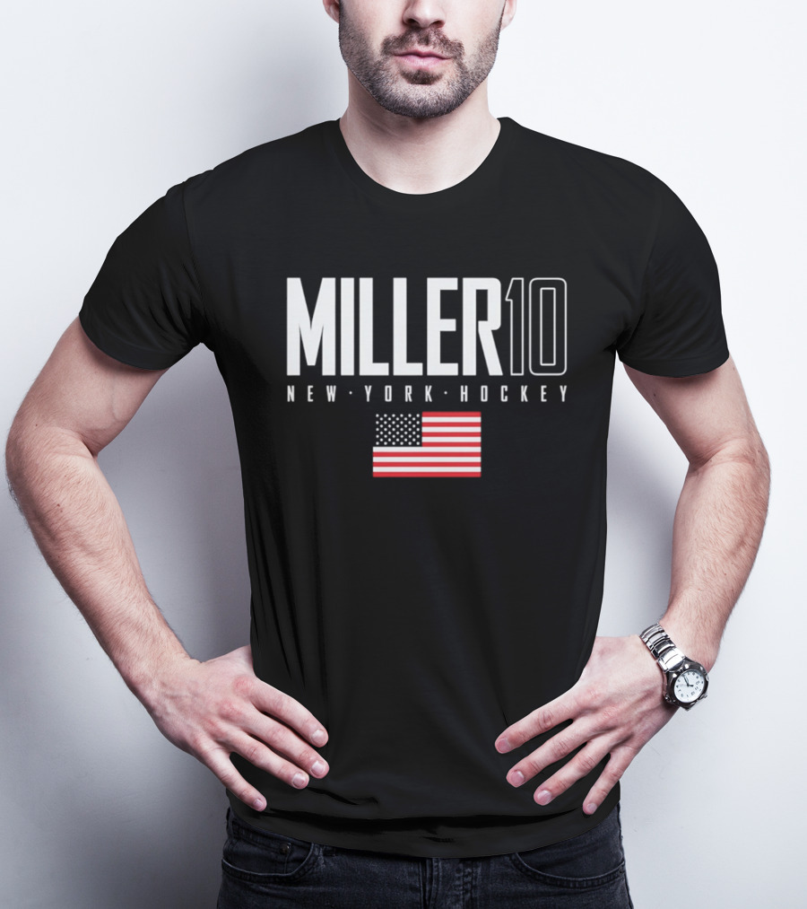 Miller 10 New York Hockey USA Flag T-Shirt