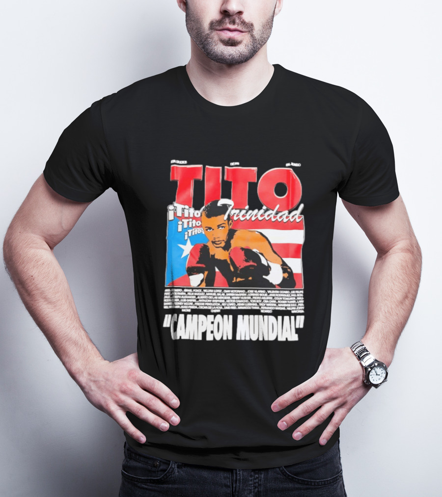 Tito Trinidad Campeon Mundial Puerto Rican Flag Boxing Legend T-Shirt