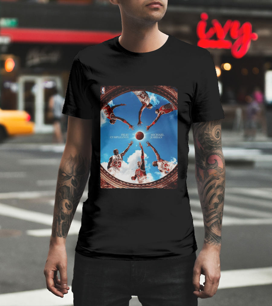 Feliz Cumpleaños Michael Jordan Basketball Reach Sky 23 T-Shirt