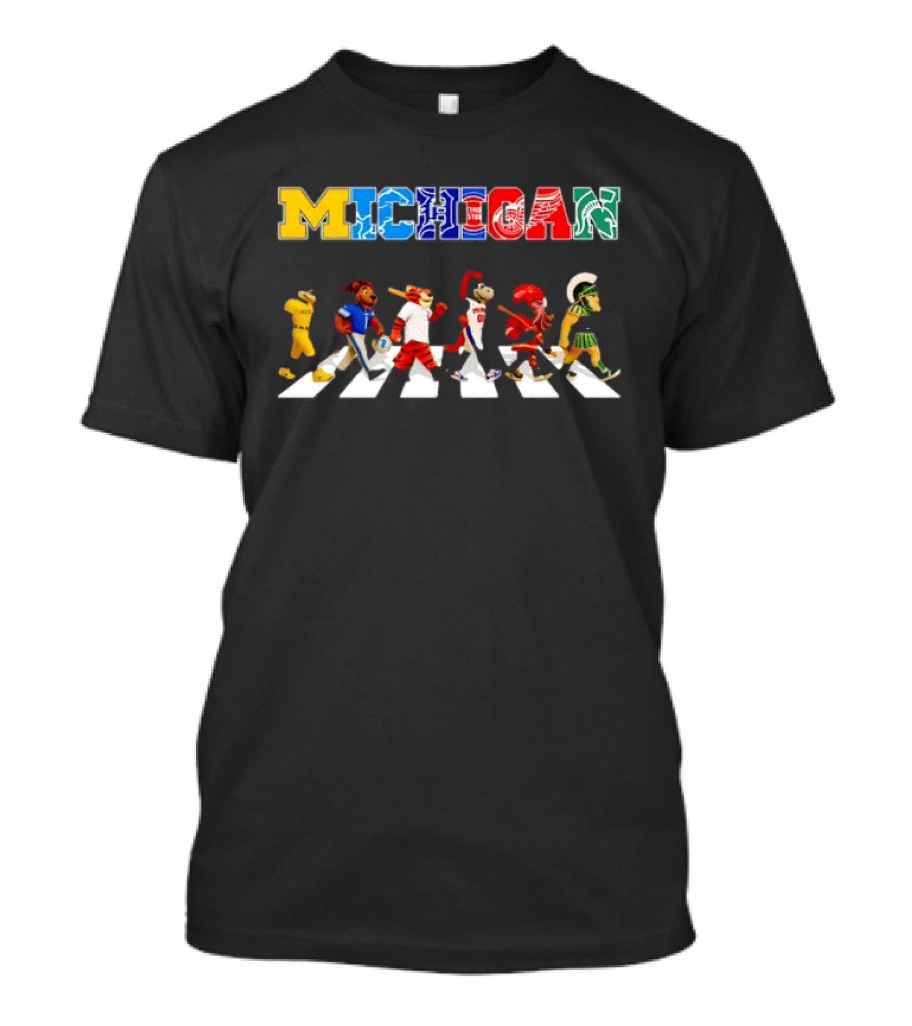 Michigan Wolverines Detroit Lions Tigers Pistons Red Wings Spartans Abbey Road T-Shirt