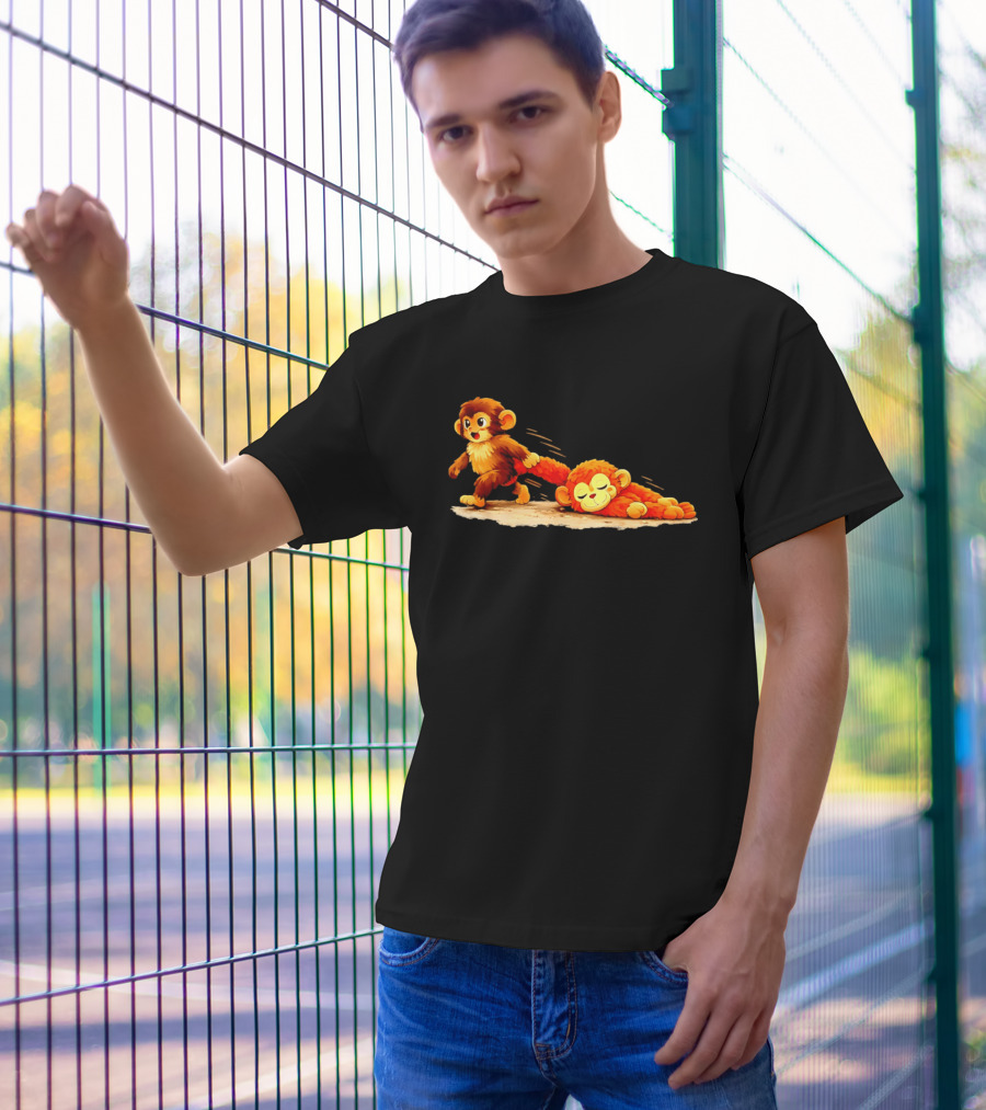 Monkey Baby Pulling Sleeping Monkey Meme T-Shirt