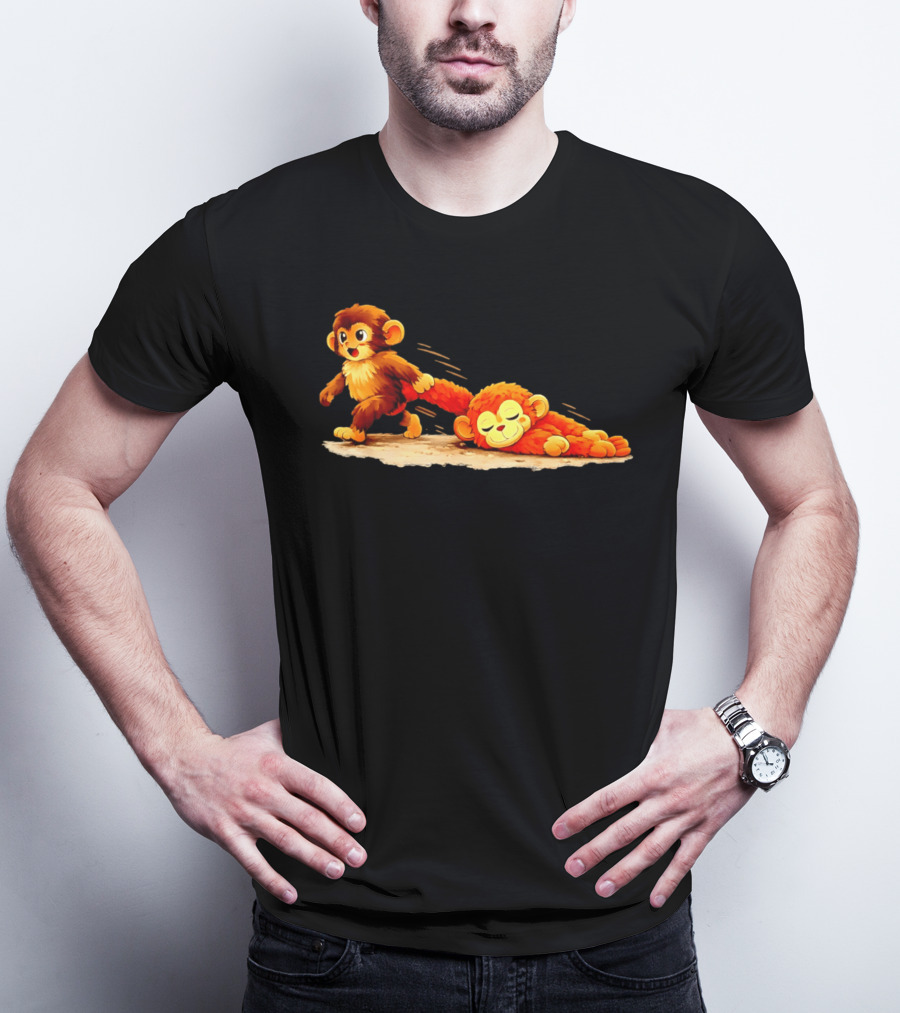 Monkey Baby Pulling Sleeping Monkey Meme T-Shirt