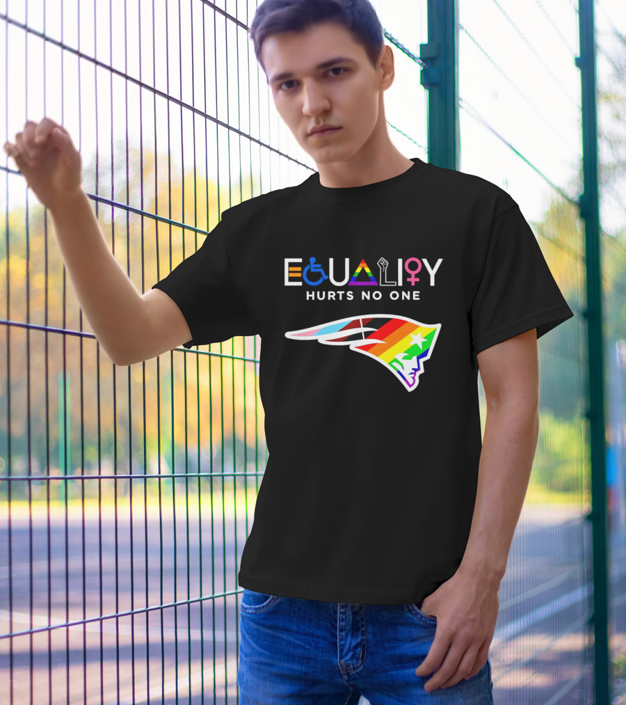 New England Patriots Equality Hurts No One Inclusive Pride Logos T-Shirt