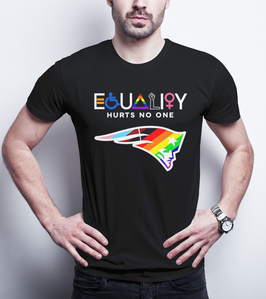 New England Patriots Equality Hurts No One Inclusive Pride Logos T-Shirt