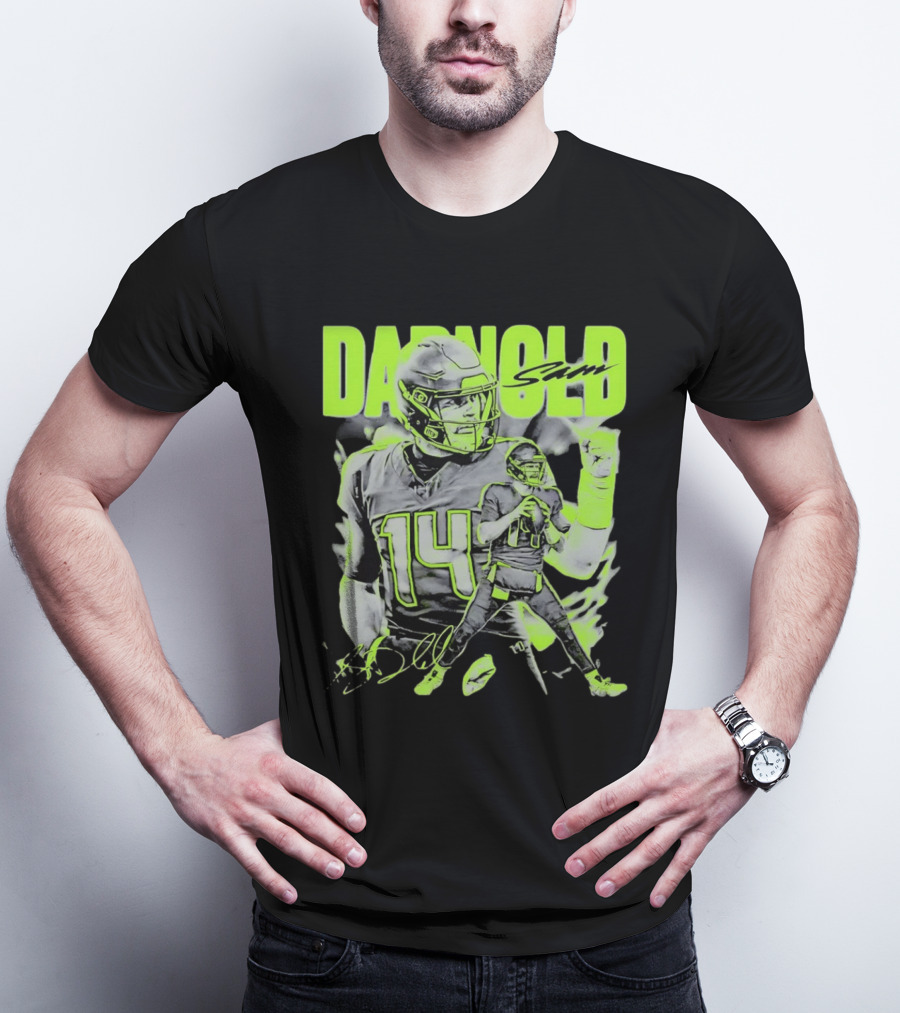 Sam Darnold Seattle Number 14 Neon Sports T-Shirt