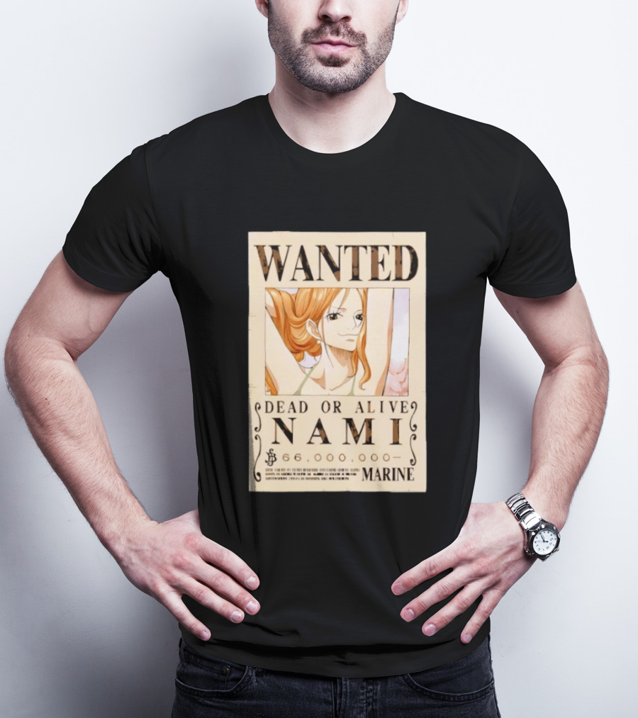 WANTED Dead Or Alive Nami 66,000,000 Beli One Piece Marine T-Shirt