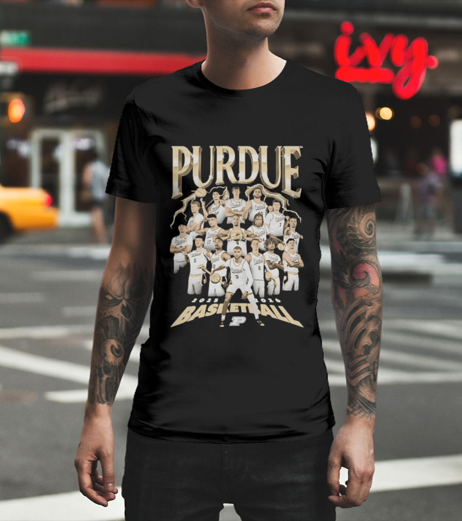 Purdue Boilermakers 2025 2026 Basketball Team Players Collage T-Shirt