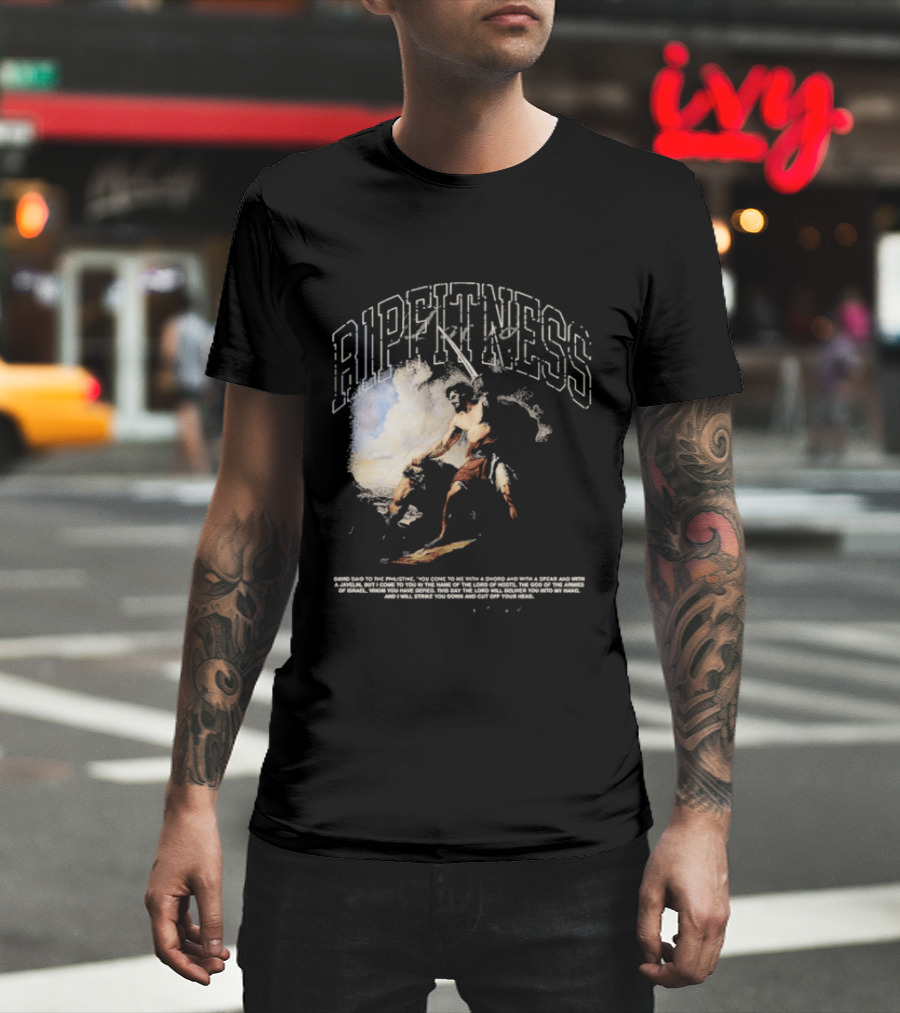 R1pfitness David The Shepherd King Michelangelo Biblical Warrior T-Shirt