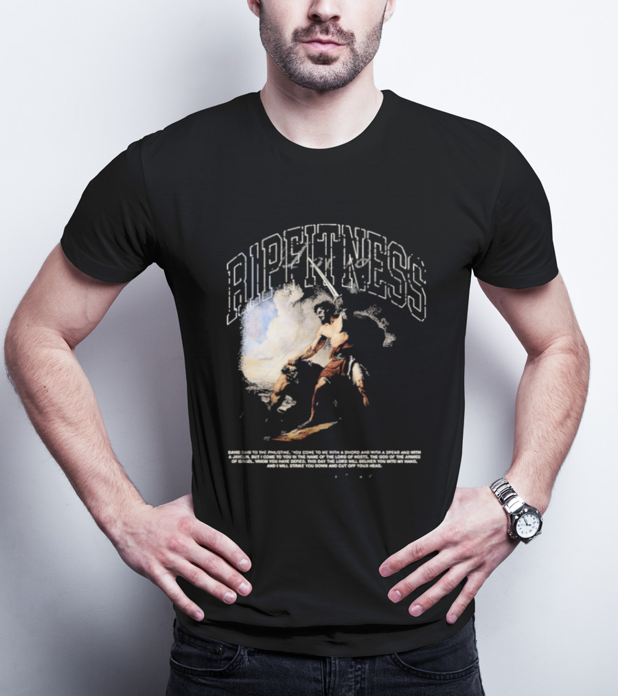 R1pfitness David The Shepherd King Michelangelo Biblical Warrior T-Shirt