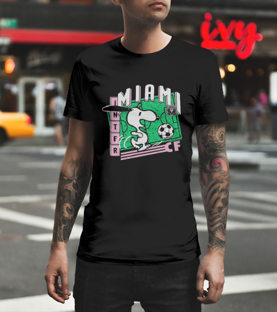 Inter Miami CF Snoopy Soccer Peanuts Collaboration T-Shirt