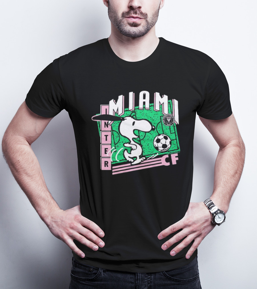 Inter Miami CF Snoopy Soccer Peanuts Collaboration T-Shirt