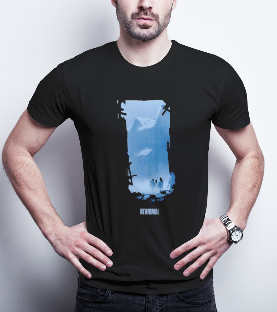 Reanimal Gate Snowy Mountain Scene With Penguins T-Shirt