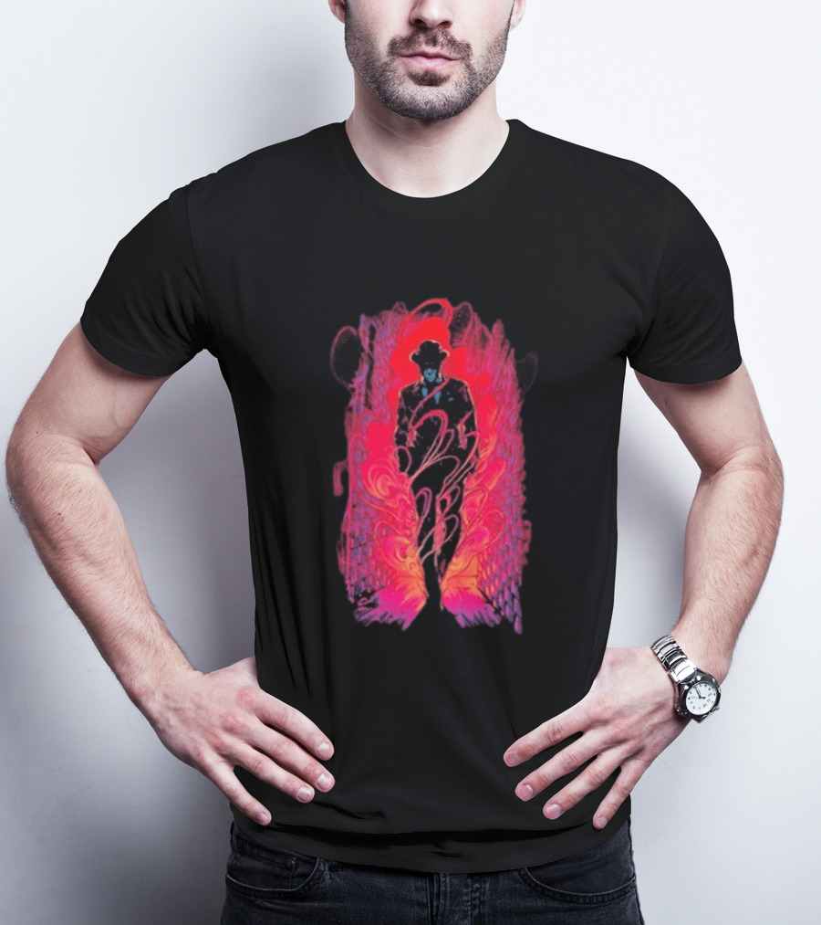 SmallAnt Alleyway Vibrant Silhouette With Swirling Neon T-Shirt