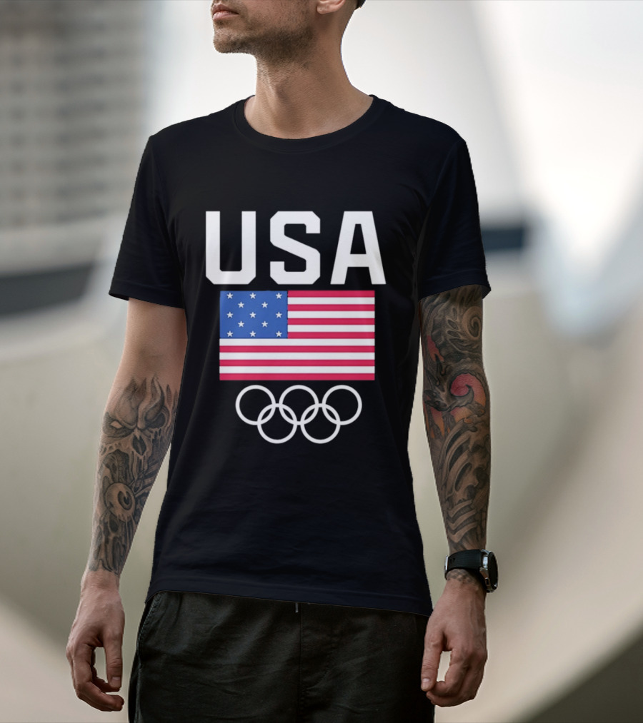 USA Flag Olympic Rings Team USA T-Shirt