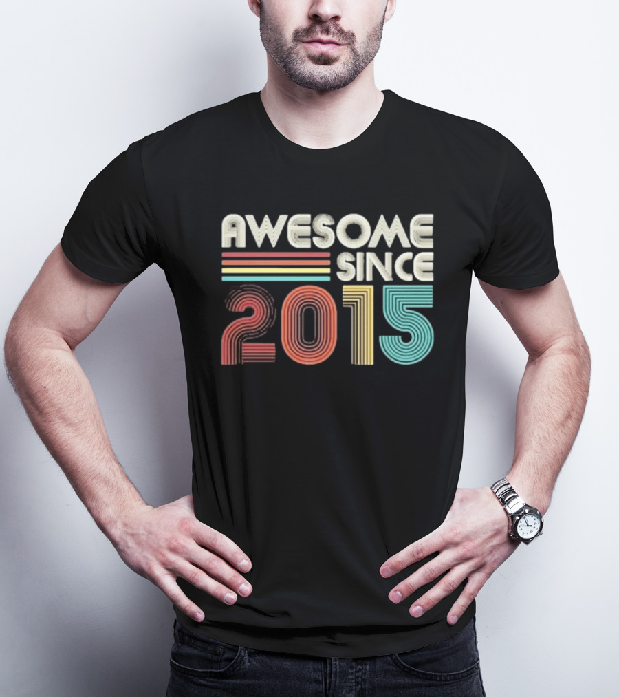 Awesome Since 2015 Retro Stripes T-Shirt