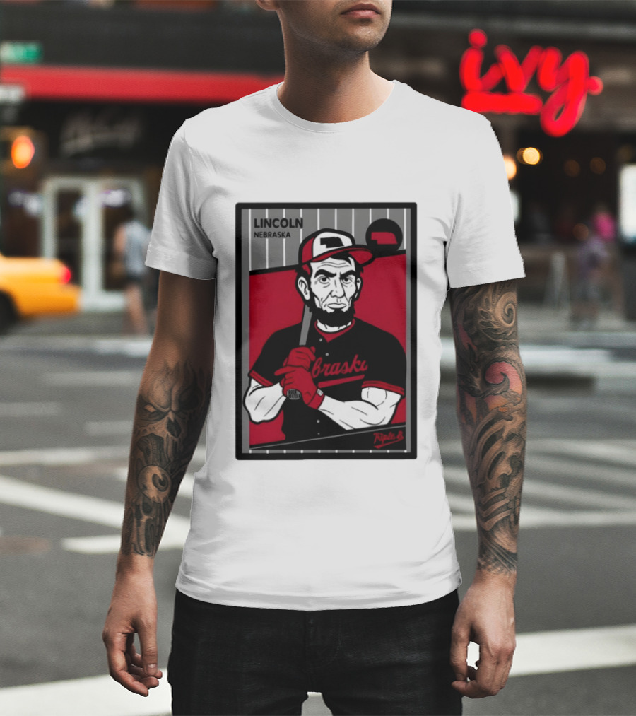 Lincoln Nebraska Cornhuskers Baseball Card Triple B T-Shirt