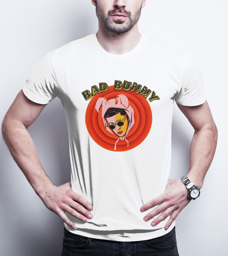 Bad Bunny Style Cartoon Character Image T-Shirt