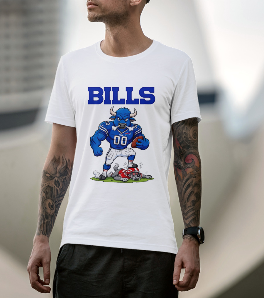 Buffalo Bills Mascot Defeats Kansas City Chiefs Rivalry NFL Football T-Shirt