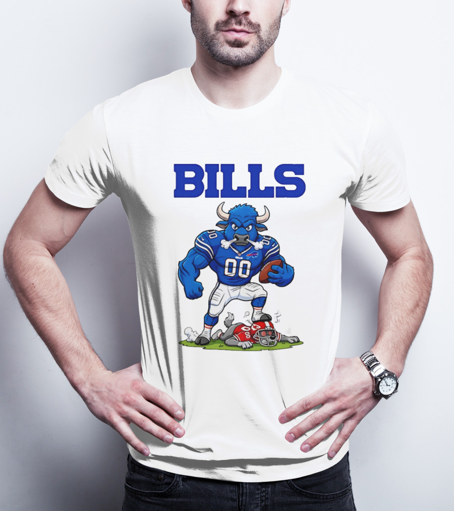 Buffalo Bills Mascot Defeats Kansas City Chiefs Rivalry NFL Football T-Shirt