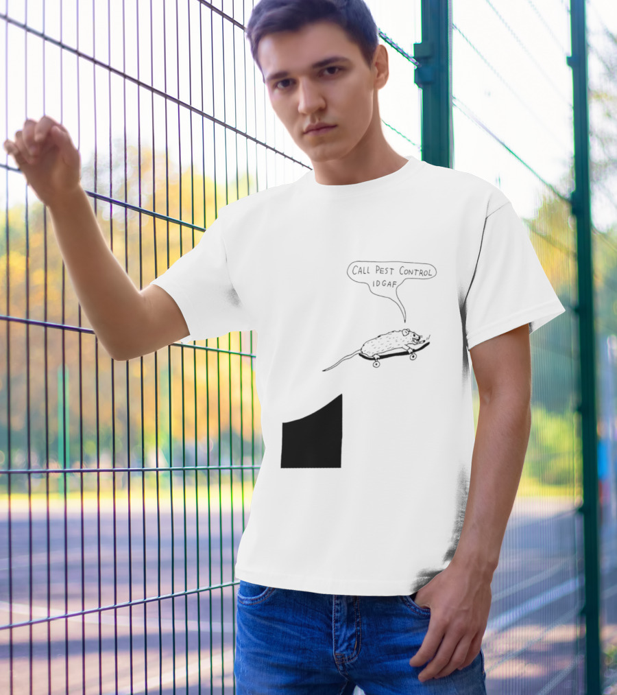 Call Pest Control IDGAF Rat On Skateboard T-Shirt