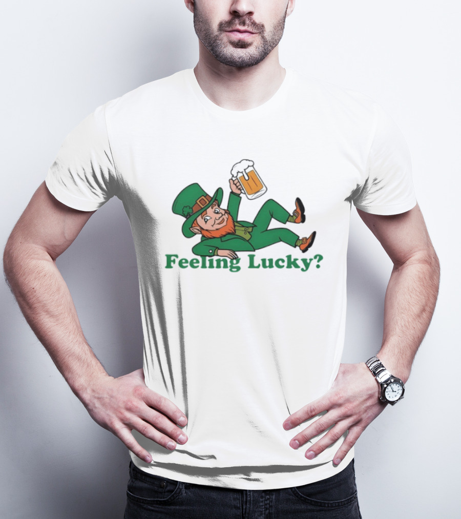 Feeling Lucky Leprechaun With Beer St Patrick's Day T-Shirt