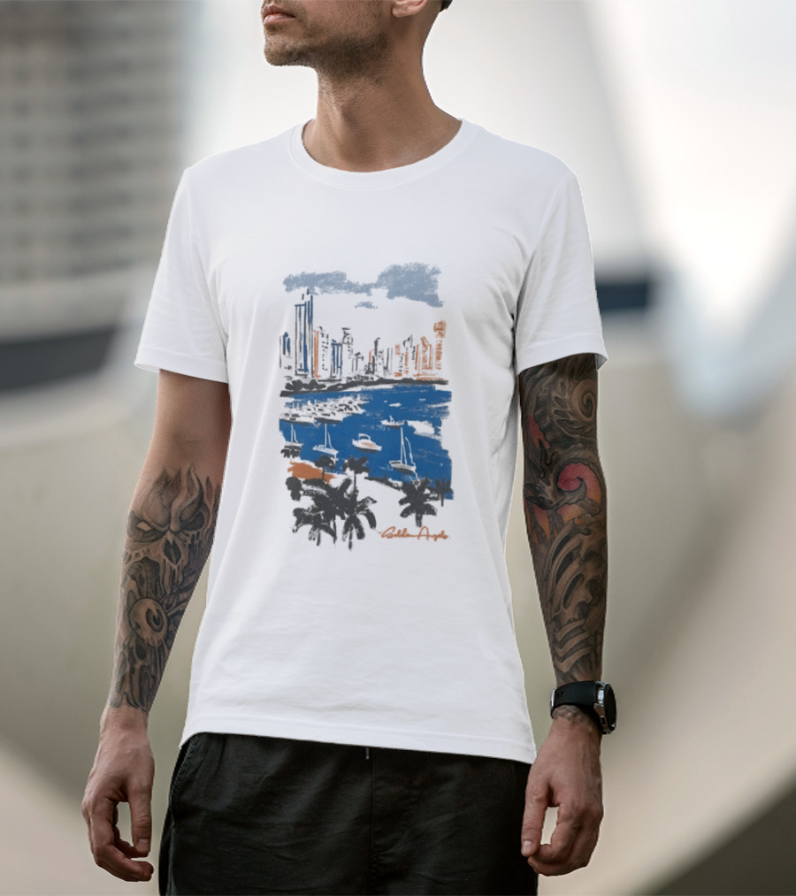 Golden Angels The Bay Yacht Club Scenic Skyline Waterfront T-Shirt