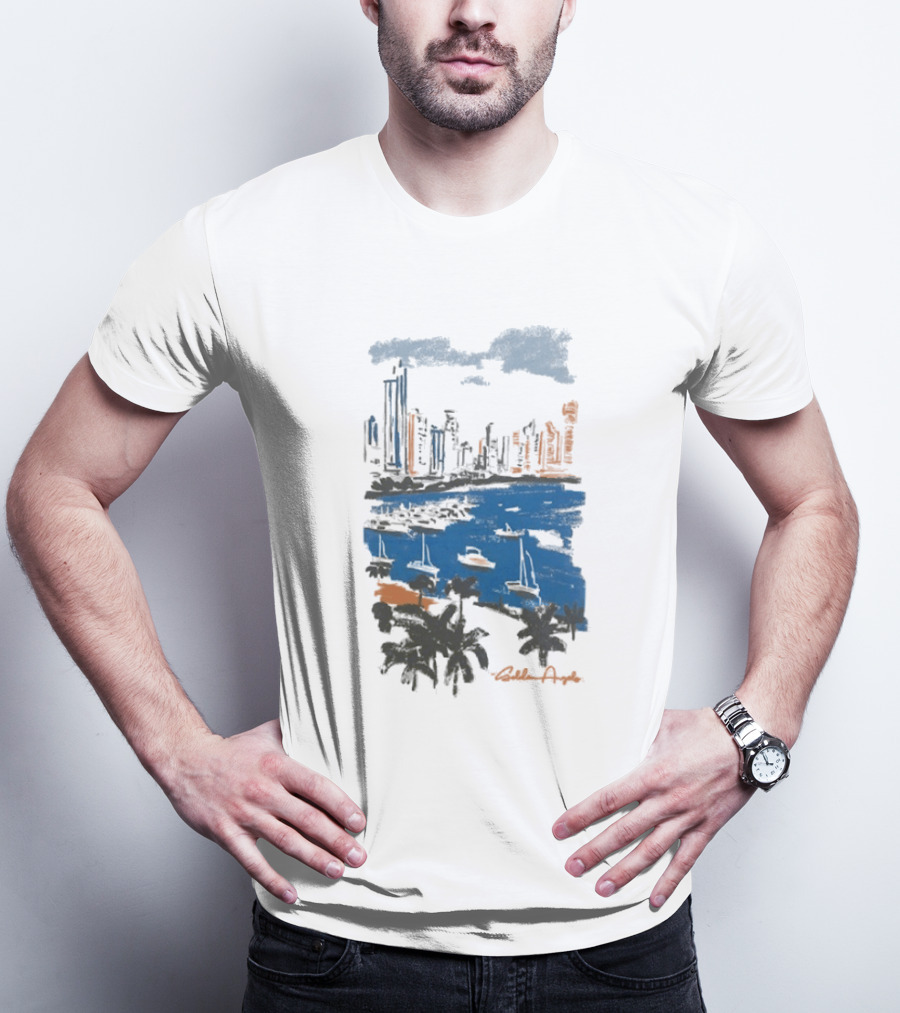 Golden Angels The Bay Yacht Club Scenic Skyline Waterfront T-Shirt