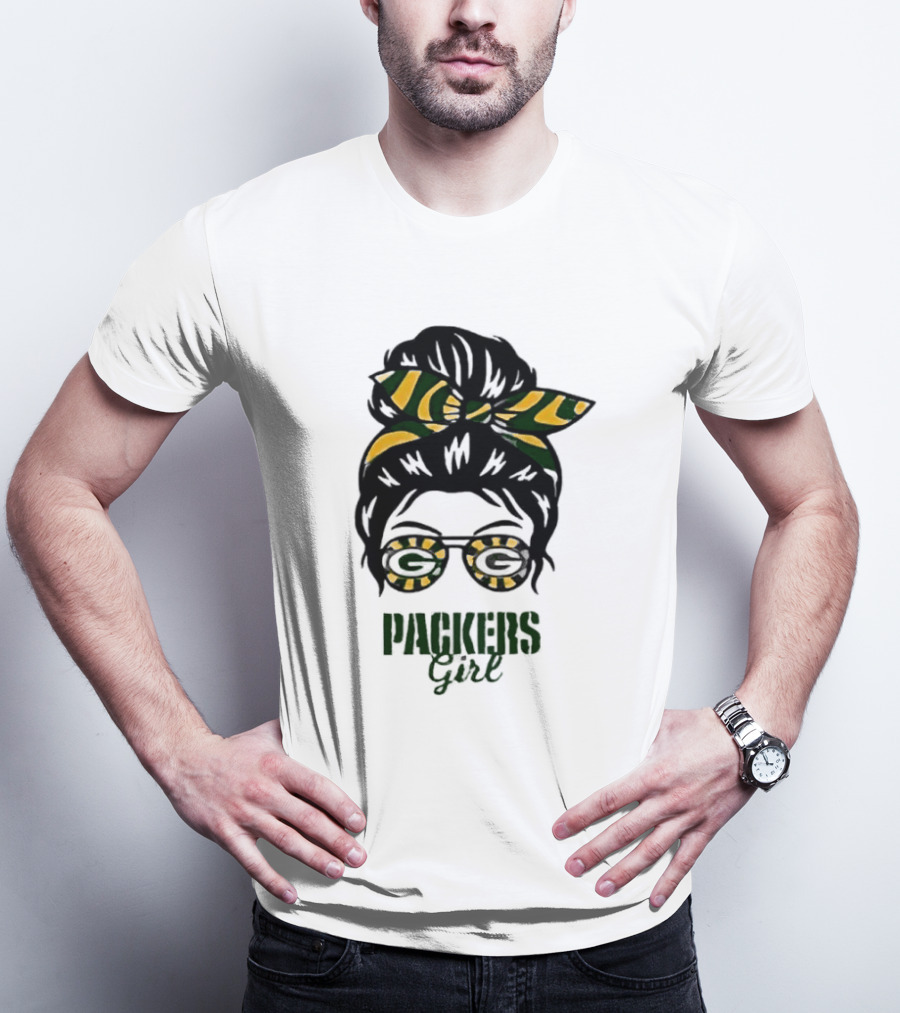 Green Bay Packers Girl Messy Bun Style 2026 T-Shirt