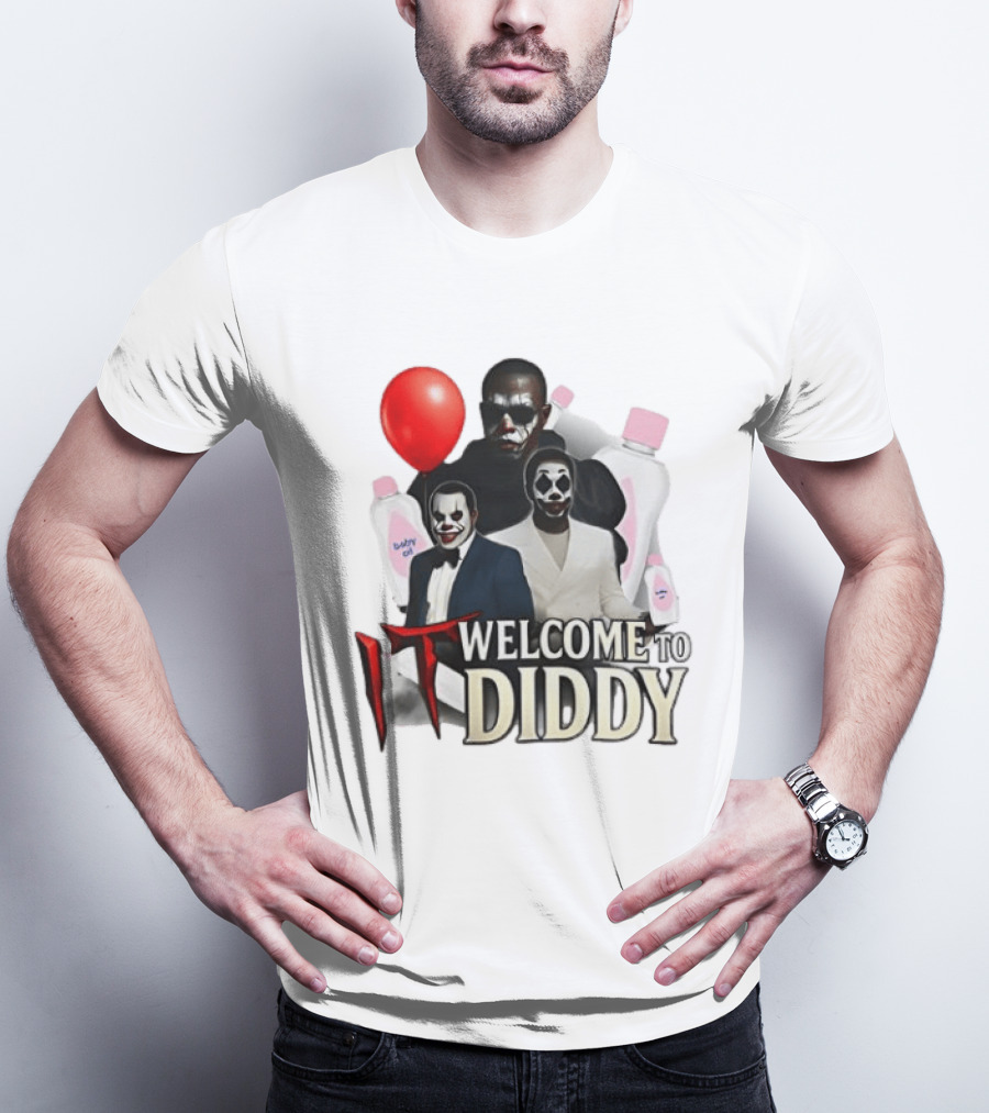 IT Welcome To Diddy Clown Parody Red Balloon Baby Oil T-Shirt