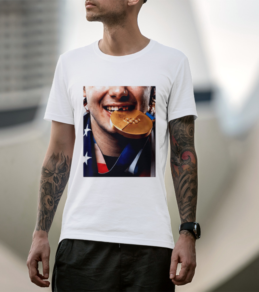 Jack Hughes Teeth Gold Medal 2026 Milano Cortina Winter Olympics T-Shirt