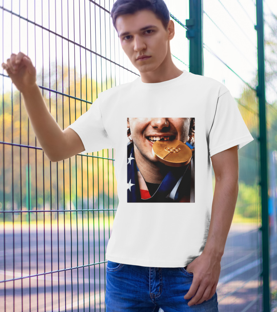 Jack Hughes Teeth Gold Medal 2026 Milano Cortina Winter Olympics T-Shirt