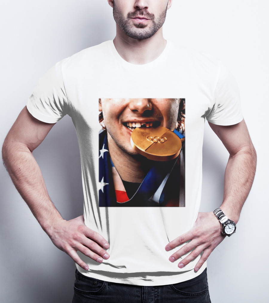 Jack Hughes Teeth Gold Medal 2026 Milano Cortina Winter Olympics T-Shirt