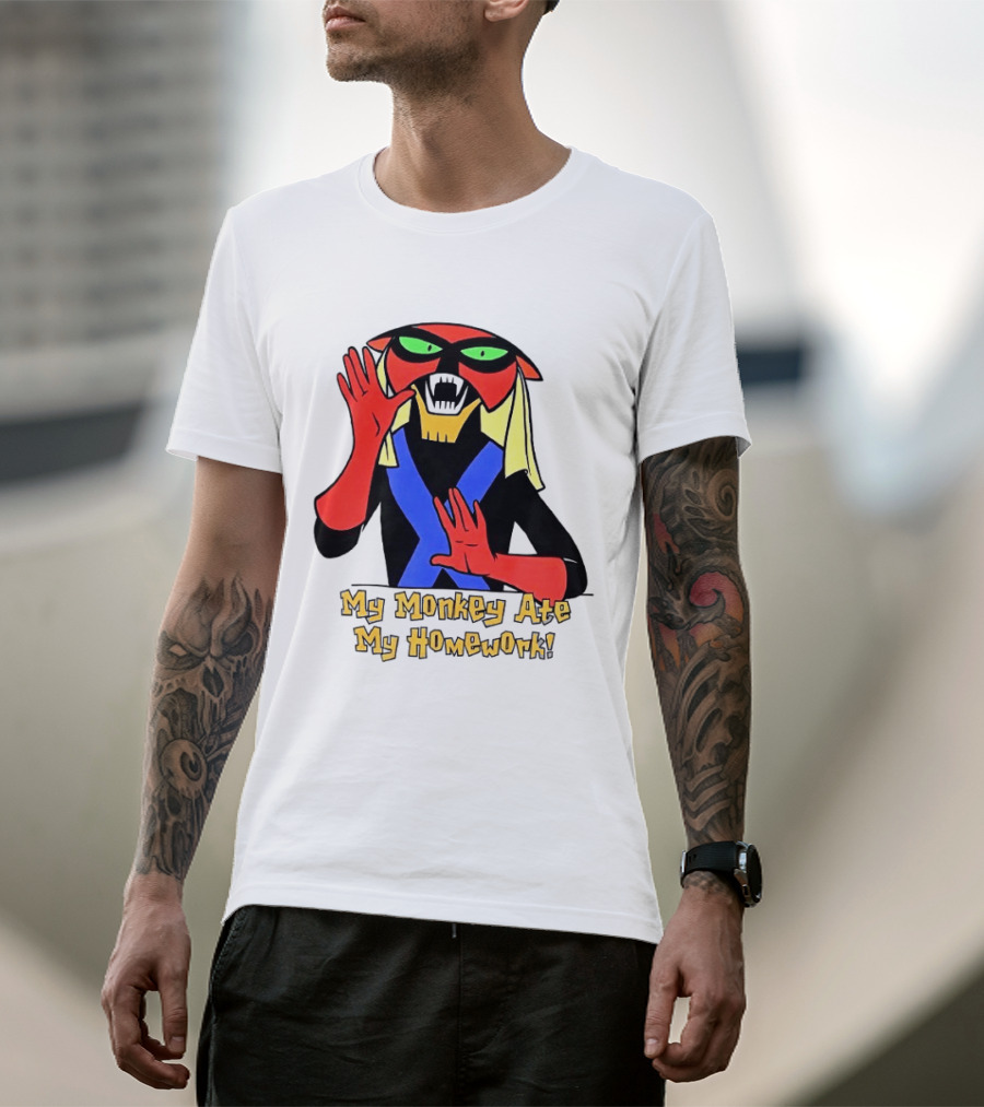 My Monkey Ate My Homework With Cartoon Character In Costume T-Shirt