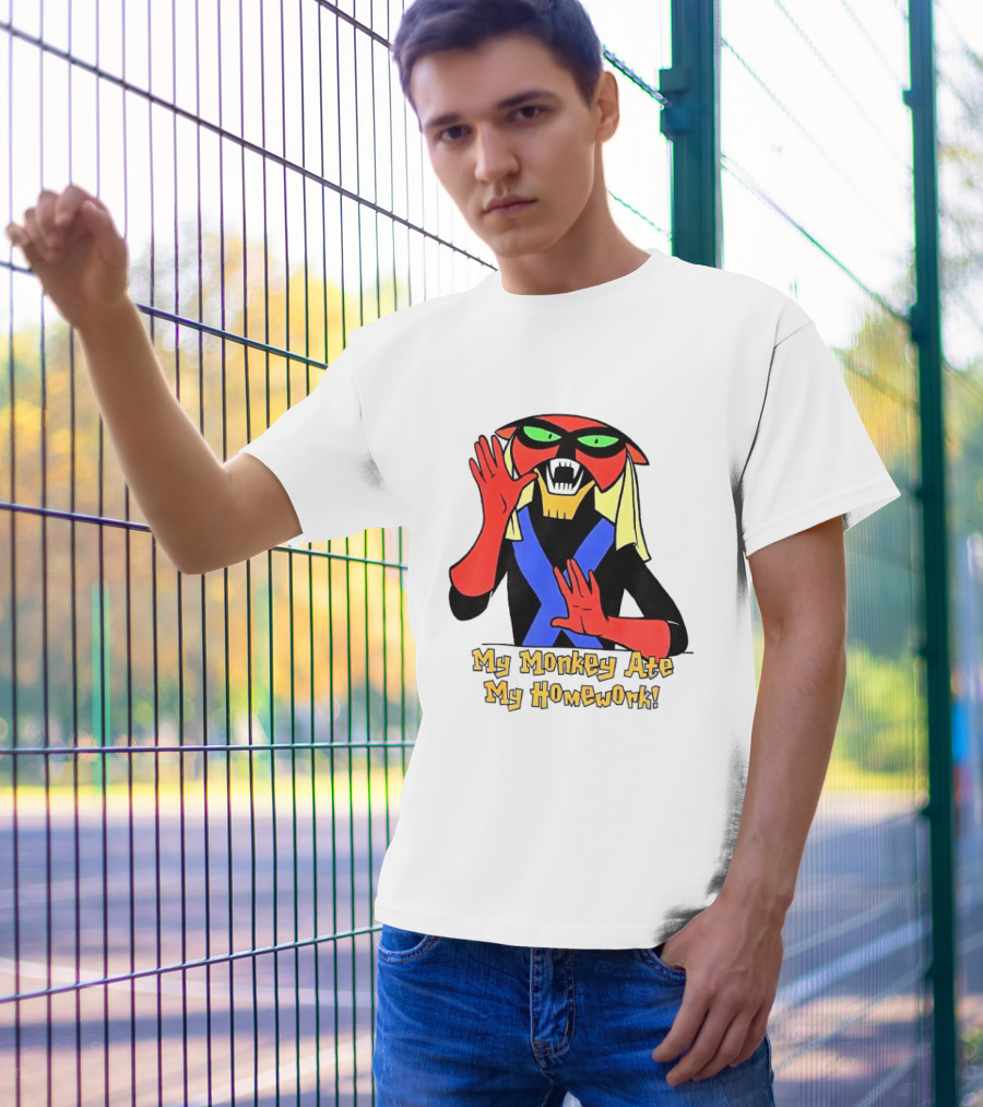 My Monkey Ate My Homework With Cartoon Character In Costume T-Shirt