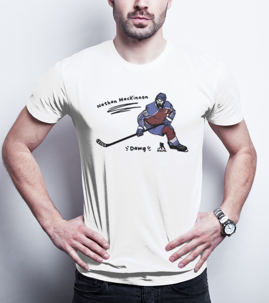 Nathan MacKinnon Colorado Avalanche Dawg Skating Cartoon T-Shirt