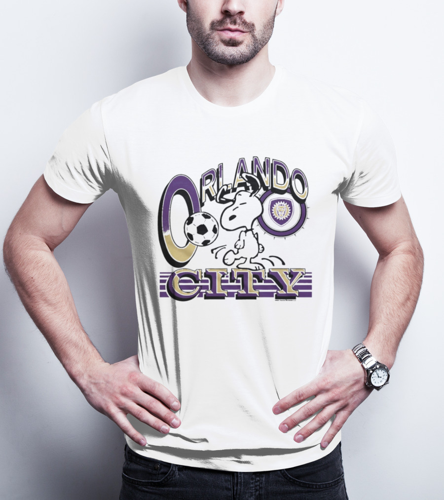 Peanuts Snoopy Orlando City Soccerball Logo Cartoon Collaboration T-Shirt