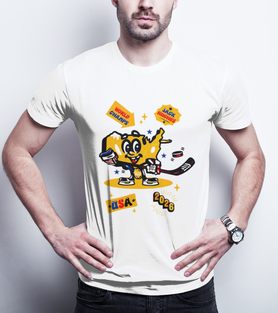 USA Hero Jack Hughes 2026 World Champs Hockey T-Shirt