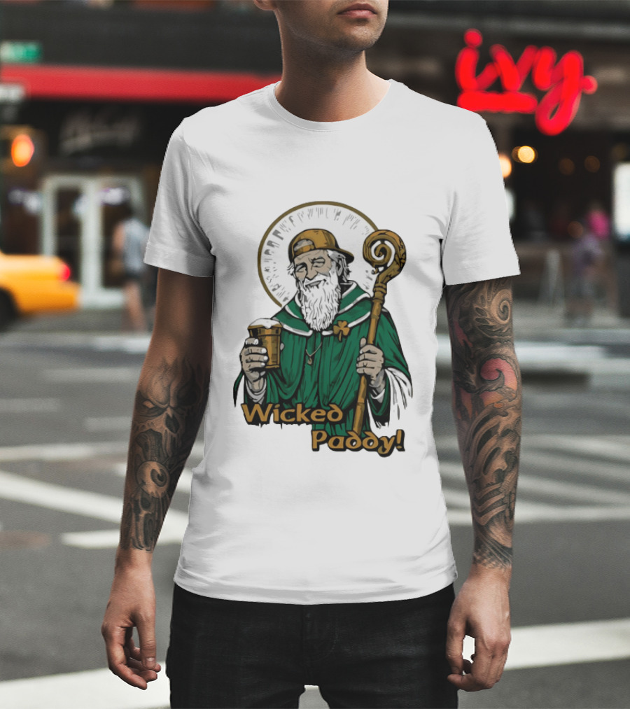 Wicked Paddy Saint Patrick Drinking Beer Iconic Irish T-Shirt
