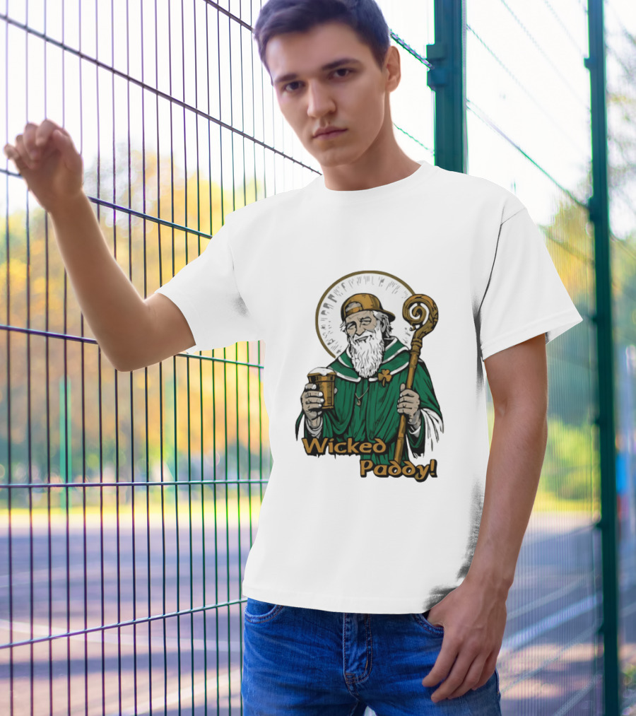 Wicked Paddy Saint Patrick Drinking Beer Iconic Irish T-Shirt