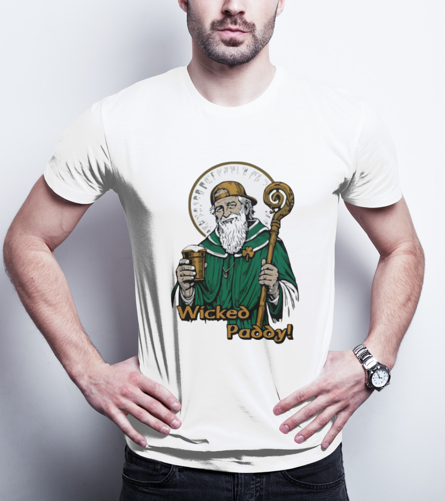 Wicked Paddy Saint Patrick Drinking Beer Iconic Irish T-Shirt