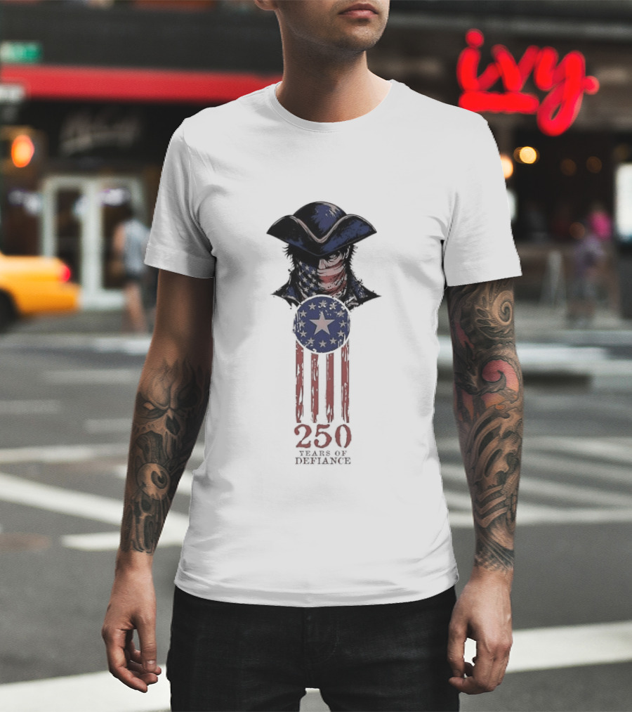 America 250 Years Of Defiance 1776 Patriot Hat And Stars T-Shirt
