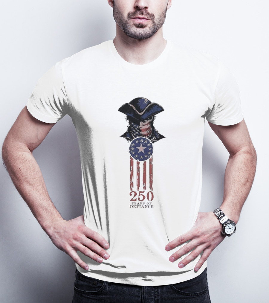 America 250 Years Of Defiance 1776 Patriot Hat And Stars T-Shirt