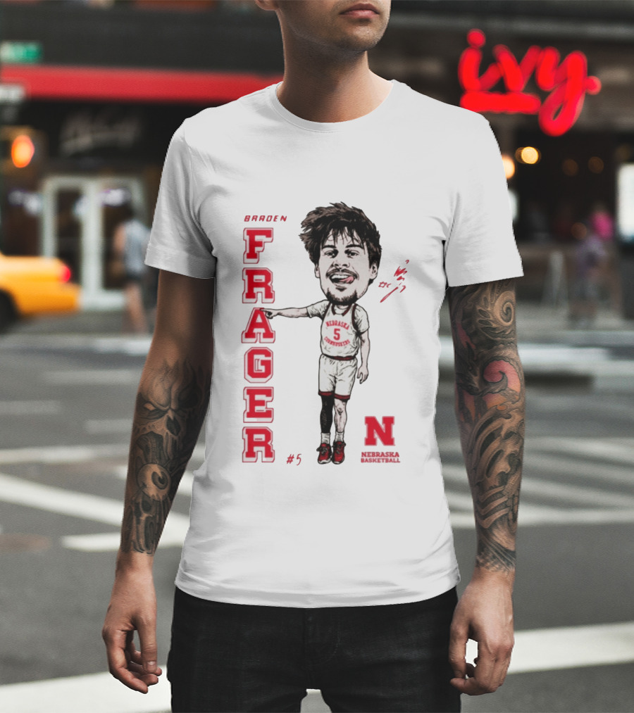 Braden Frager Nebraska Cornhuskers Basketball Caricature #5 T-Shirt